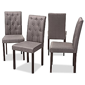 Baxton Studio Gardner Modern and Contemporary Dark Brown Finished Grey Fabric Upholstered Dining Chair
