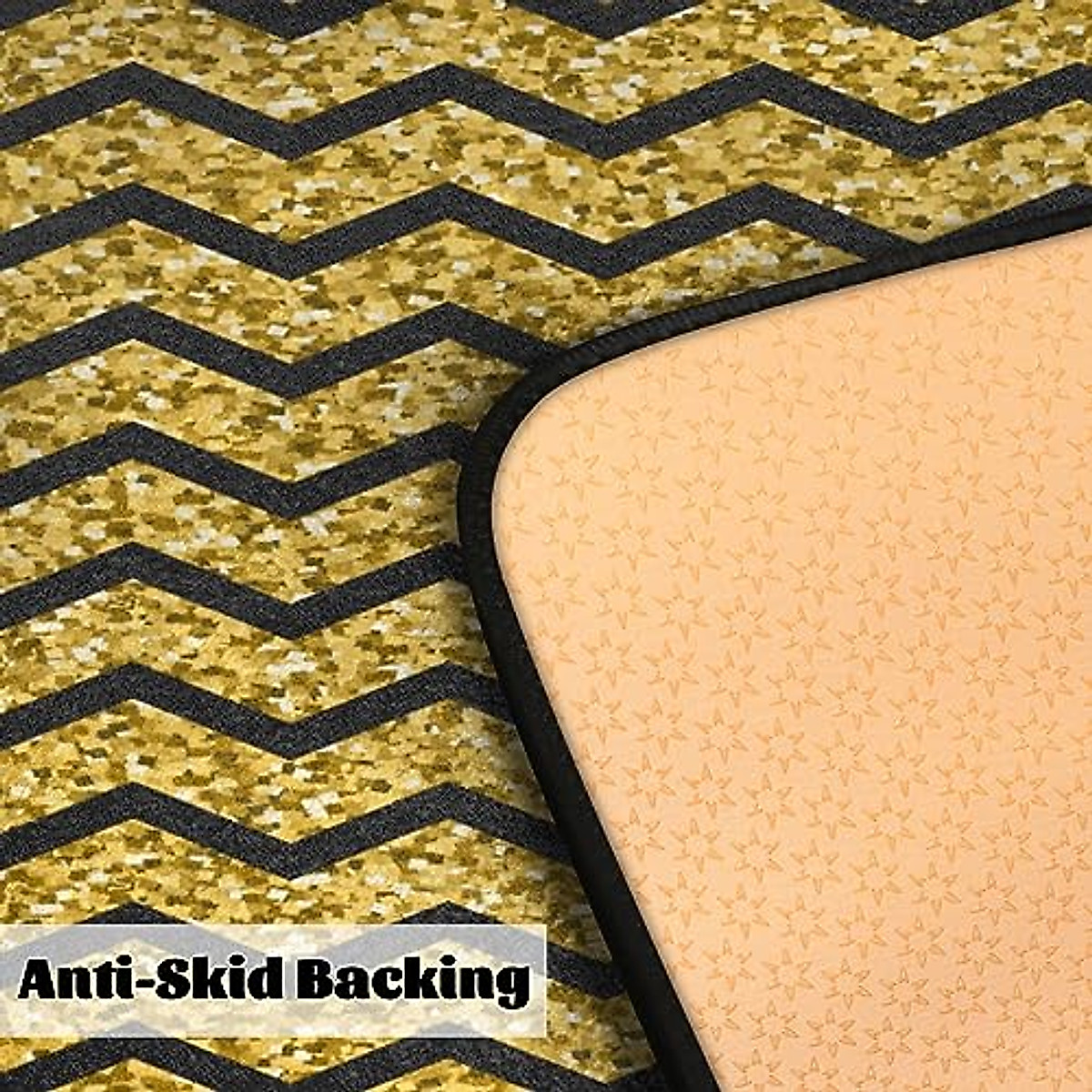 Gublec Black Ripple Kitchen Mats Cushioned Anti Fatigue Kitchen Rugs Non Slip Washable Floor Mats for Home Office Sink Laundry 39 x 20 Inch