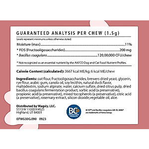 Wagsly PRO – Daily Probiotic for Dogs Digestive Health - Bacillus Coagulans, Digestive Enzymes, Immune Support, Diarrhea & Bowel Relief, Natural Duck Flavor - 90 Count - Dog Gut Health Supplement