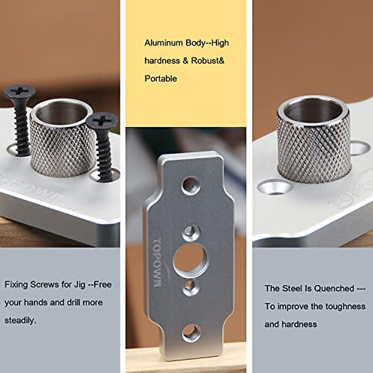 TOPOWN Aluminum Dowel Jig Kit Floating Shelf Bracket Jig 1/2" Dowel Jig Dowel Jig Self Centering Jig for Floating Shelf Dowel Jig for Straight Hole Centering Drill Jig Doweling Jig(Drill Not Included)