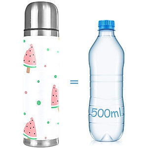 Stainless Steel Leather Vacuum Insulated Mug Summer Watermelon Ice Cream Thermos Water Bottle for Hot and Cold Drinks Kids Adults 16 Oz