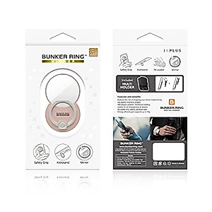 BUNKER RING Mirror, Cell Phone Ring Grip Stand with Mirror, 360°Rotation Metal Ring, Comes with Dedicated Holder, Compatible with Most Smartphones (Blush Gold), BKRMR-HOLS