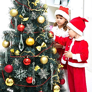 FEPITO 85 PCS Christmas Decoration Acrylic Snowflake Icicles Christmas Tree Icicle Snowflake with Crystal Line Ornaments Set for Christmas Party Decorations