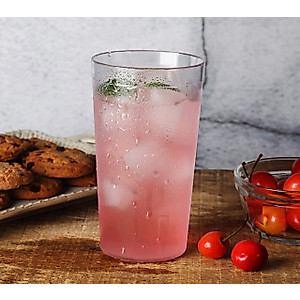 New Star Foodservice 46304 Tumbler Beverage Cup, Stackable Cups, Break-Resistant Commercial SAN Plastic, (12 oz, Clear-3) Set of 12