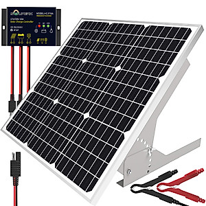SOLPERK 50W/12V Solar Panel Kit, Solar Battery Trickle Charger Maintainer + Waterproof Controller + Adjustable Mount Bracket for Automotive Motorcycle Boat Marine RV Camping Roof