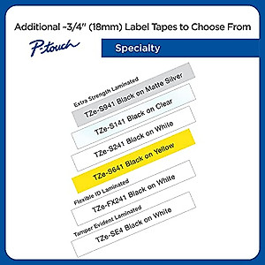Brother Tzes241 Tze Extra-Strength Adhesive Laminated Labeling Tape, 3/4-Inch W, Black On White