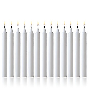 White Taper Candles - Set of 120 Dripless Chime Candles - 4 inch Tall, 1/2 inch Thick - 1.5 Hour Clean Burning