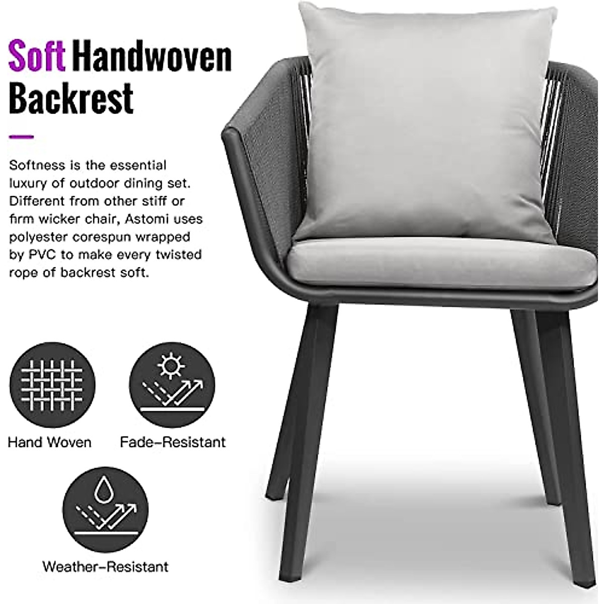 Astomi Outdoor Patio Dining Sets: 7 Pieces Patio Furniture with Dining Table and Wicker Chair Set of 6 - Outdoor Rattan Conversation Sets for Backyard Balcony Garden