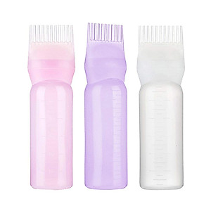 120Ml Applicator Bottle Hair Colour Brush Hair Oil Bottle with Graduated Brush Applicator Bottle Comb Root Comb Salon Hair Coloring Tool (2 Pack Purple)