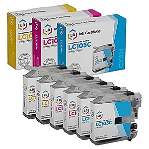 LD Products Compatible Ink Cartridge Replacement for Brother LC105 Super High Yield (2 Cyan, 2 Magenta, 2 Yellow, 6-Pack) for use in MFC-J4310DW, MFC-J4410DW, MFC-J4510DW, MFC-4610DW, MFC-J4710DW
