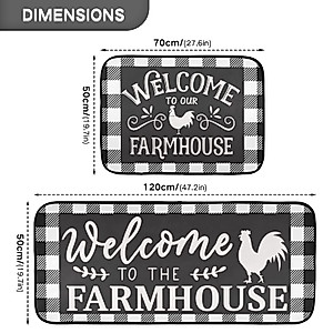 Emelivor Buffalo Plaid Checked Farmhouse Kitchen Mat Set of 2 Anti-Fatigue Kitchen Rug Set Non Slip Foam Cushioned Kitchen Runner Rugs and Mats Comfort Standing Mat for Farmhouse Doormat Laundry