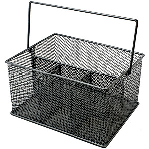 Sorbus® Utensil Caddy — Silverware, Napkin Holder, and Condiment Organizer — Multi-Purpose Steel Mesh Caddy—Ideal for Kitchen, Dining, Entertaining, Tailgating, Picnics, and Much More (Black)