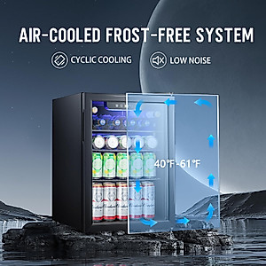 Antarctic Star 100 Can Beverage Refigerator/Mini Wine Cellar Fridge for Soda Beer or Wine,Small Drink Dispenser, for Office or Home,Freestanding, 2.6 Cu. Ft.Black