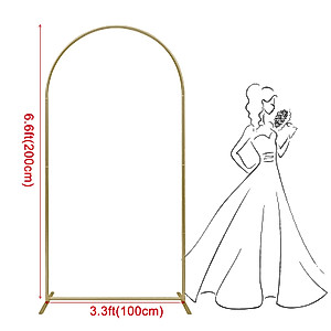 WORFEI 6.6FT Gold Aluminum Arch Backdrop Stand, Square Balloon Arch Stand Wedding Frame for Birthday Party, Baby Shower, and Ceremony Decoration