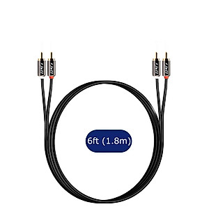 J&D 2 RCA M/M Stereo Audio Cable, Gold-Plated 2RCA Male to 2RCA Male Copper Shell Auxiliary Audio Cord for Home Theater HDTV Amplifiers Hi-Fi Systems Speakers, RCA Audio Cables, 6 Feet