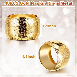 Lallisa Gold Napkin Rings Metal Napkin Ring Holders for Cloth Napkins Table Decorations for Wedding Thanksgiving Christmas Anniversary Birthday Dinners Party of Table Setting(48 Pcs, Classic)