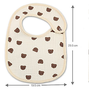 LittleCheek Baby Bibs for Boys & Girls, Organic Muslin Cotton Drool Bibs Waterproof, Soft Lap-shoulder Bibs w/Snaps for Teething Feeding, Sweet Baby Essentials Gifts for Unisex Newborn, 6 Pack