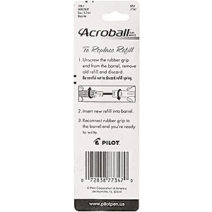 PILOT Acroball 1000 Ultra-Premium Ball Point Pen, 0.7 mm Fine Point, Black Ink, Rose Gold Barrel-2 Pens With 2 Bonus Reffills
