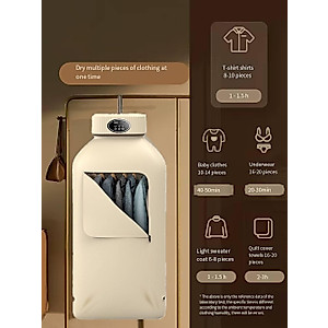 Portable Clothes Dryer - Fast Drying, Timed Quiet Drying, Portable Compact Foldable Dryer Machine for Apartments Home Travel RVs (KHAKI)