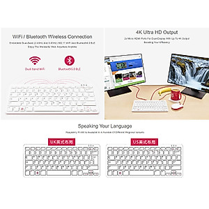 Waveshare Pi400 Kit Compatible with Raspberry Pi Bundle with 7inch HDMI Touch Display 1024×600 Pixels HDMI Port Up to 5-Point Capacitive Touch Support (9 Items)