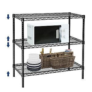 3 Tier Wire Shelving Unit, Adjustable Wire Rack, Metal Storage Shelves for Kitchen, Pantry, Laundry, Bathroom, Closet (13.5" D x 23" W x 31.5" H, Black)