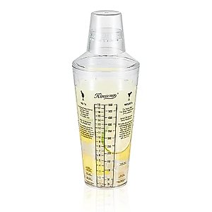 KITESSENSU Cocktail Recipe Shaker - Martini Recipes Measured Plastic Cobbler Shaker with Cap and Built In Strainer - Best Gift for Beginner