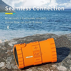 EBODA Waterproof Bluetooth Shower Speaker, Portable Wireless Outdoor Speakers with 24H Playtime, 2000mAh, IPX7 Floating for Kayak, Pool, Beach Accessories, Gifts for Men,Girls- Orange