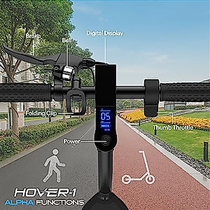 Hover-1 Alpha Foldable Electric Scooter with 450W Brushless Motor, 18 mph Max Speed, 10” Air-Filled Tires and 12 Mile Range