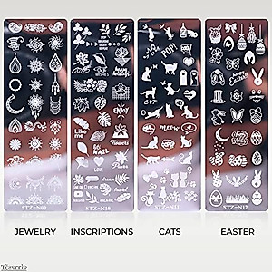 Gel Polish Design Nail Art Stamper - 12Pcs Stamp for Nails Plate Set Stamp Tool for Nails Flower Beauty Butterfly Stamps for Slow Drying Nail Polish - Manicure Set Art Kit