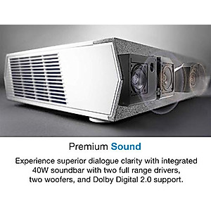 Optoma CinemaX P2 Smart 4K UHD Laser Projector for Home Theater 3000 Lumens Superior Image with Laser & 6-Segment Color Wheel (Renewed)
