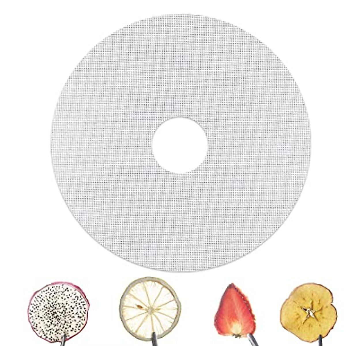 OUOSY 7Pcs Reusable Dehydrator Sheets For Dehydrator, Round Silicone Dehydrator Mats For Fruit, 13 inch Premium Non Stick Food Dryer Mesh Sheet (7 Pack, 13 x 13‘’), 13 x 13 In, White