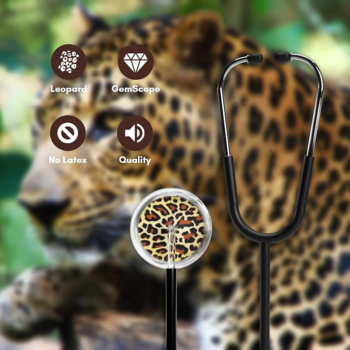 Great For Veterinarians Black Leopard Stethoscope