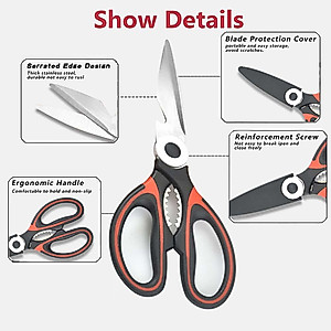 Kitchen Shears, 2-Pack Kitchen Scissors Heavy Duty Meat Scissors, Dishwasher Safe Cooking Scissors, Multipurpose Stainless Steel Sharp Utility Food Scissors for Chicken