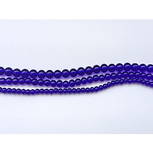 Glass Beads 8mm 100pcs Round Smooth Loose Beads for Bracelet Necklace Jewelry Making Craft DIY （8mm, 50805 Dark Blue）