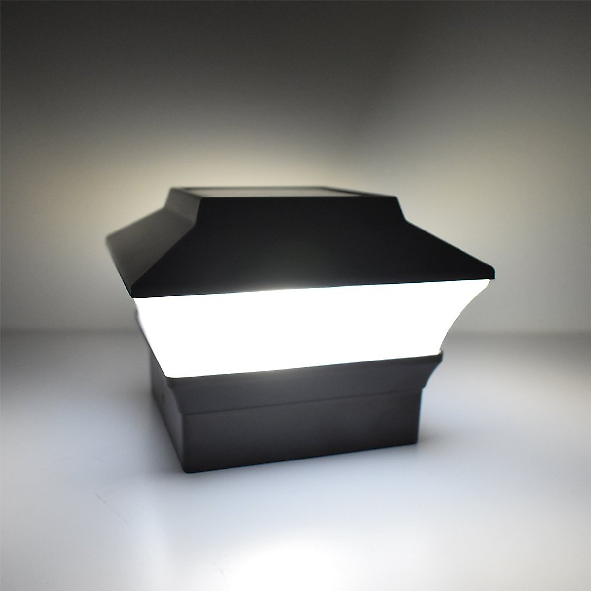 iGlow 8 Pack Black Outdoor Garden 4 x 4 Solar LED Post Deck Cap Square Fence Light Landscape Lamp PVC Vinyl Plastic