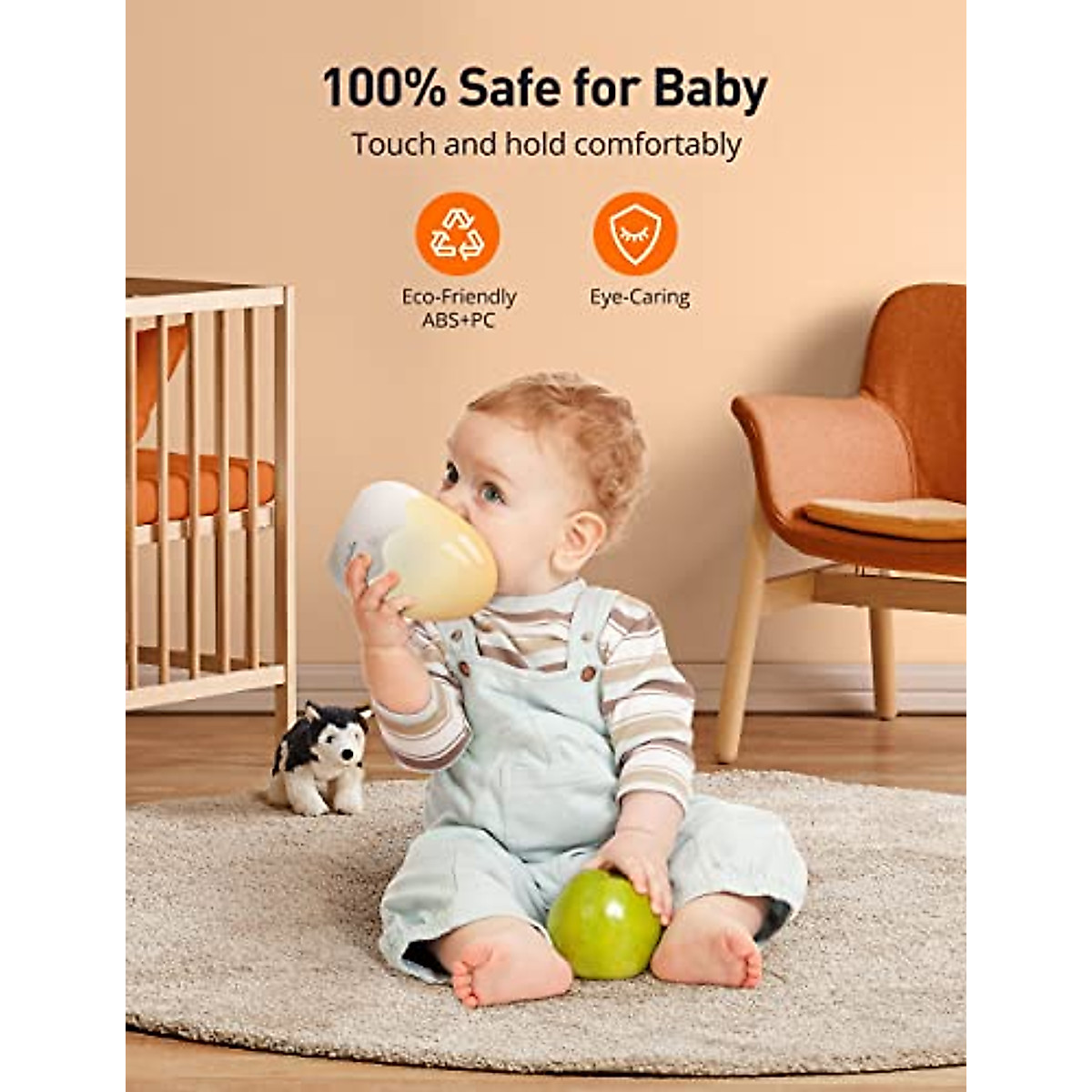 sympa Night Light for Kids, Baby Night Light with 1 Hour Timer & Touch Control, Rechargeable Night Light with 5 Brightness 3 Color Temperature, Touch Lamp Hanging Ring & Memory Function, White