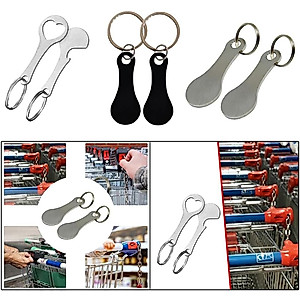 Silver Stainless Steel Shopping Trolley Token, Quarter Holder Keychain Metal Coin Holder Couple Key Chain DIY Shopping Cart Token,Portable Shopping Trolley Tokens Wine Bottle Opener Bag Pendant