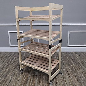 FixtureDisplays® 4-Tier Bakery Bread Rack with Angled Shelves Wooden Display Rack Bread Store Rack 30X18X55" 101143