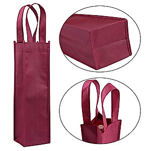 Sdootjewelry Wine Gift Bag, Single Wine Bags 24 Packs, Wine Bags for Wine Bottles Gifts, Non-woven Wine Gift Bags with Handles, Dark Red