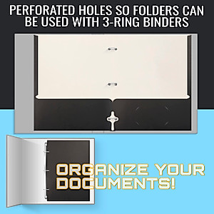 Two Pocket Portfolio Folders, 50-Pack, Black, Letter Size Paper Folders, by Better Office Products, 50 Pieces, Black