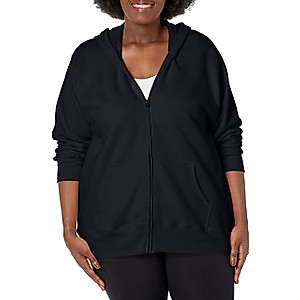 JUST MY SIZE womens Comfortsoft Ecosmart Fleece Full-zip Women's athletic hoodies, Ebony, 3X US