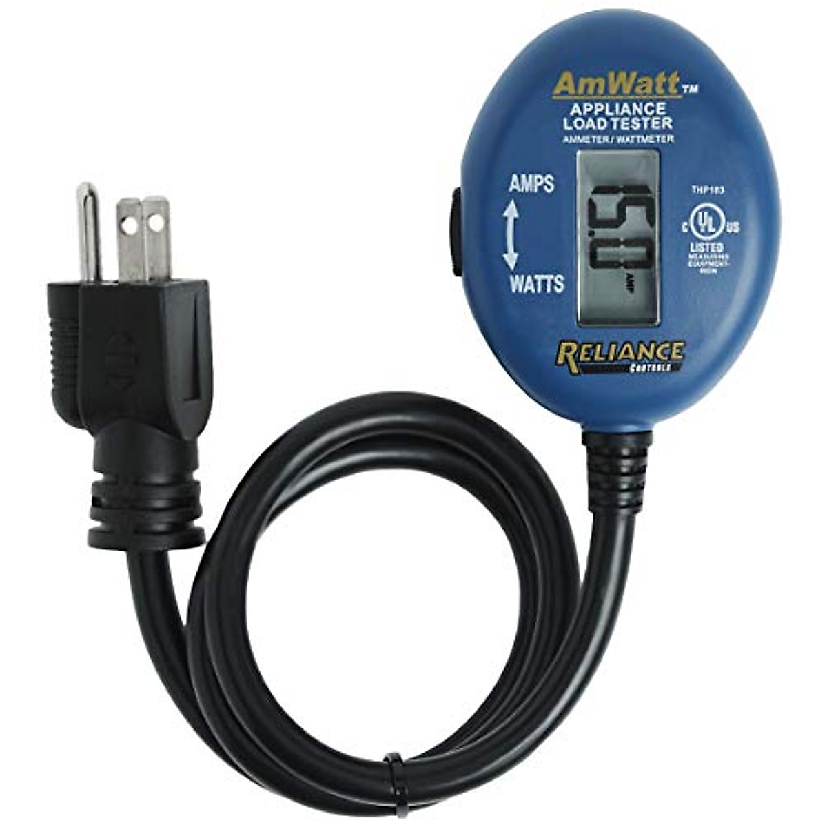 Reliance Controls Ammeter and Wattmeter THP103 AmWatt Appliance Load Tester/Plug, 1-Pack, Blue