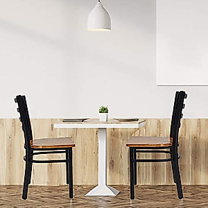 LUCKYERMORE Heavy Duty Kitchen Dining Chairs Set of 2 with Wood Seat and Metal Frame Restaurant Chairs Fully Assembled for Commercial and Residential Use, Ladder Back