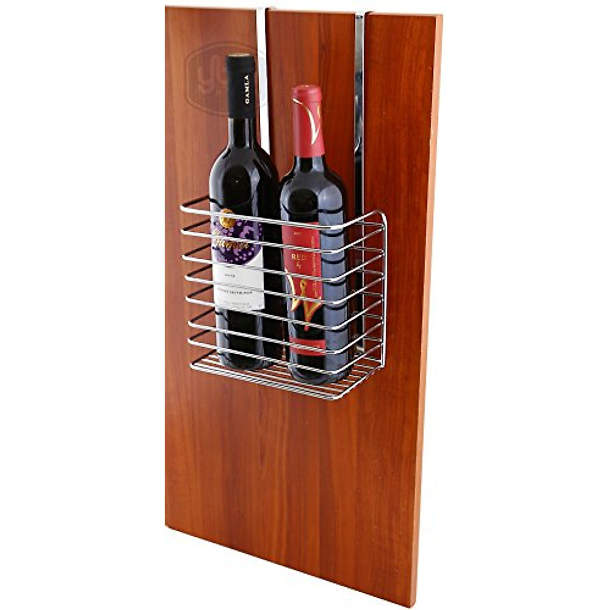 YBM HOME Multipurpose Over The Door Storage Basket Caddy - Works as a Kitchen Cabinet Organizer, Wine Holder, Bathroom Shower Caddy Tray, Storage Bags, Cleaning Supplies, 2-Pack Chrome 2217