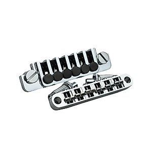 Guyker Guitar Tune-O-Matic Saddle Bridge GM003 and Vintage Stop Bar Lock TP6 Tailpiece Combo Replacement Compatible with Les Paul LP SG Style 6 Strings Electric Guitar (Chrome)