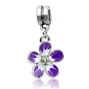 Dangle Purple Flower Charm