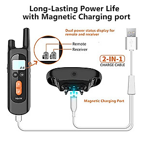 NVK USB Charger Cable 2 in 1 for Dog Training Collar and Remote, 2.6Ft USB Magnetic Charging and Micro USB Cable