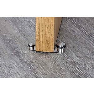 EVI | Rotating Doorstop | for Doors up to 2.75'' Thick | Black Rubber | Stainless Steel Matte Finish | Includes Screw + Anchor | Mod I-152