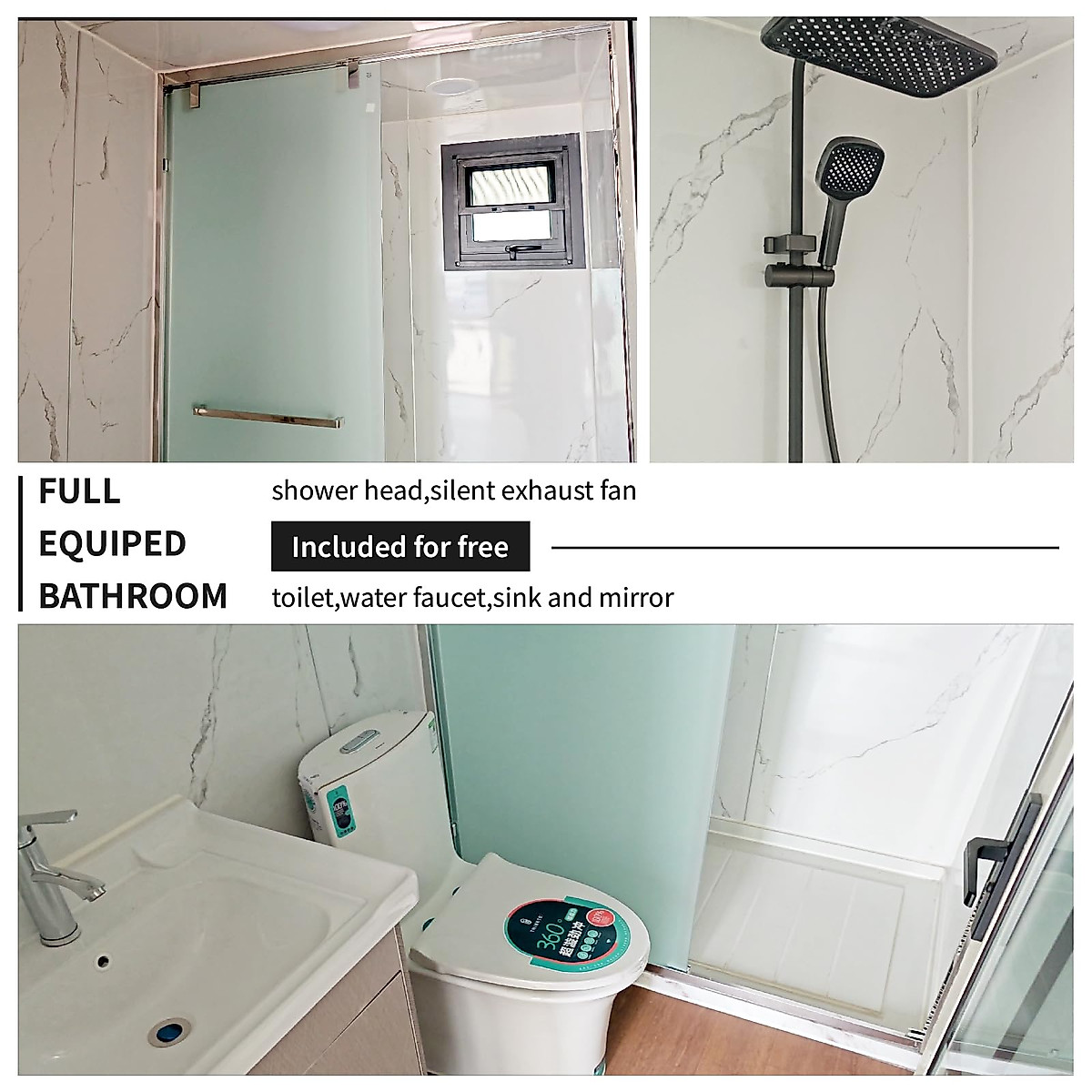 Feekercn 19x20ft Prefabricated Tiny Home,Expandable MobilePrefab House with Bathroom for Adults to Live,Portable Container Home for Hotel,Booth,Office,Guard House,Shop,Villa,Warehouse,Workshop