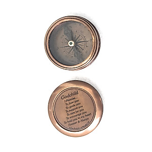 Gift for Godchild Compass | Godson Goddaughter - I Promise to Love You Baptism Gifts Christian Communion Confirmation Christmas Birthday Gifts for Boys Girls Kids (with Leather Case)